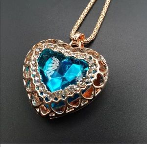 Jewelry | Crystal Rhinestone Blue Heart Necklace | Poshmark